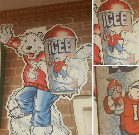 We Have An Icee Machine At Our Store Today We Got This Sign And This Icee Bear Is Holding A Cup