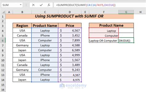 How To Use Sumif With Or Logic In Excel 10 Suitable Methods