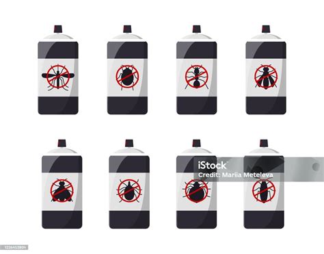 방충 제 스프레이 곤충의 집합입니다 모기 및 기타 곤충으로부터 보호 벌레 물림 예방을 위한 에어로졸 보틀 개미에 대한 스톡 벡터 아트 및 기타 이미지 Istock