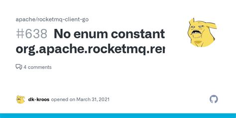 No Enum Constant Orgapacherocketmqremotingprotocollanguagecodego · Issue 638 · Apache