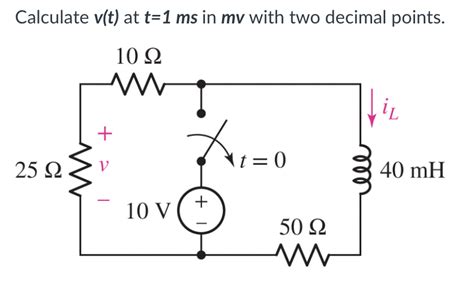 solved calculate v t ﻿at t 1 ﻿ms in mv with two decimal