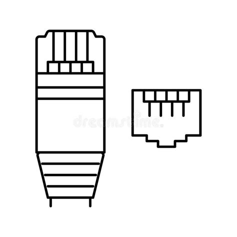 Ethernet Modem Line Icon Vector Illustration Stock Vector