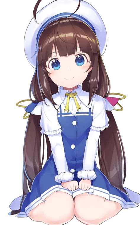 Safebooru 1girl Ahoge Bangs Beret Blue Dress Blue Eyes Blush Brown