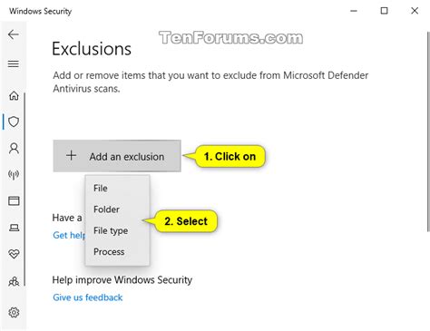 Add Or Remove Microsoft Defender Antivirus Exclusions In Windows 10 Tutorials