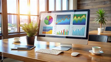 A Sleek Modern Computer Screen Displays A Colorful Interactive Digital Marketing Dashboard