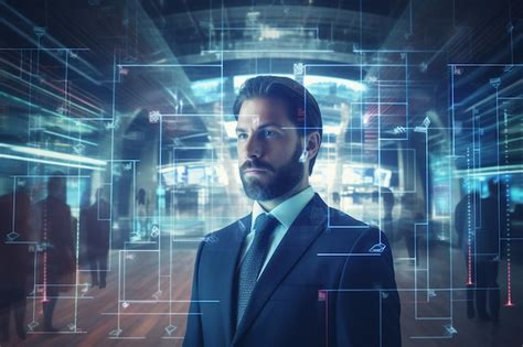 Businessperson Using Facial Recognition For Attendance Tracking Premium Ai Generated Image