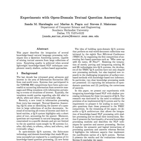 Experiments With Open Domain Textual Question Answering Acl Anthology