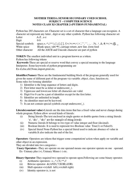 Notes On Python Fundamental Pdf Parameter Computer Programming Computing