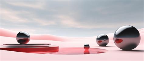 Premium Ai Image Floating Spheres 3d Rendering Empty Space For Product Show