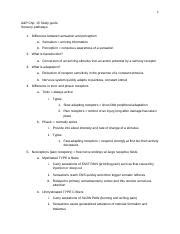 A P Chp 15 Study Guide Docx 1 A P Chp 15 Study Guide Sensory