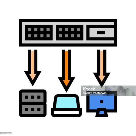 네트워크 스위치 데이터 센터 색상 아이콘 벡터 일러스트 레이 션 0명에 대한 스톡 벡터 아트 및 기타 이미지 0명 데이터 벡터 Istock