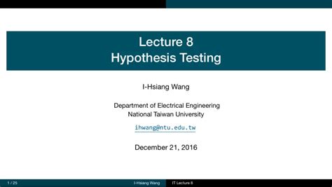 Ppt Lecture 8 Hypothesis Testing I Hsiang Wang Department Of Powerpoint Presentation 1004178
