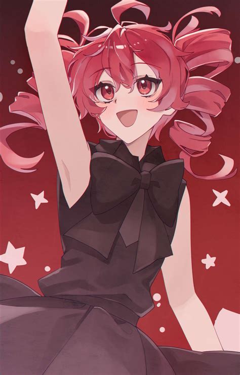 Esy Kasane Teto Utau Highres 1girl Ahoge Alternate Costume Arm Up Armpits Black Bow