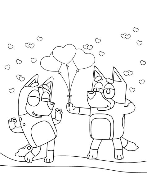 Bluey Valentines Coloring Page Coloring Page