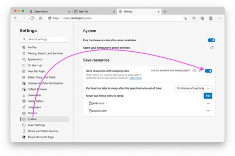 Turn Onoff Sleeping Tabs On Edge Chromium On Mac Pc 2021 Feature