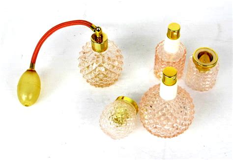 3 Vintage Pink Depression Glass Reusable Perfume Bottles Property Room