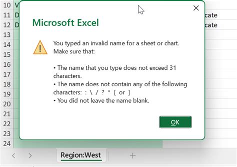 how to enforce excel sheet naming rules myexcelonline