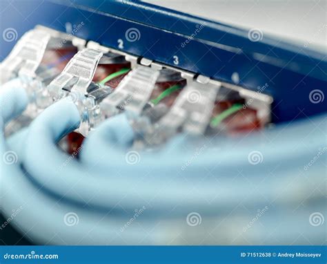Patch Cords Connected To Gigabit Switch Stock Photo Image Of Communication Internet