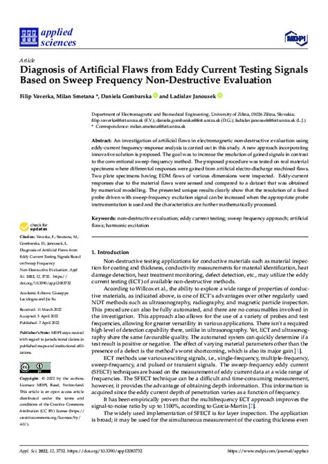 Pdf Diagnosis Of Artificial Flaws From Eddy Current Testing Signals