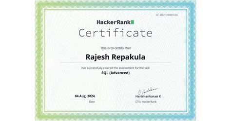 Rajesh Chinna On Linkedin Hackerrank Skill Certificate