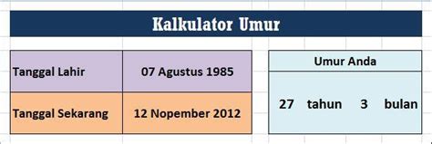 Cara Menghitung Umur Dengan Ms Excel