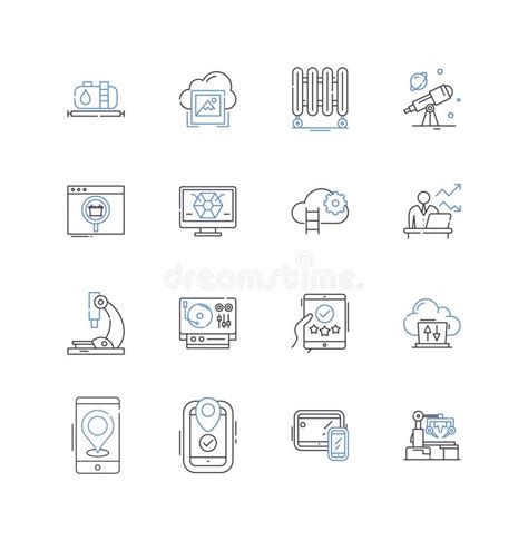 Machinery And Equipment Line Icons Collection Automation Assembly Manufacturing Production