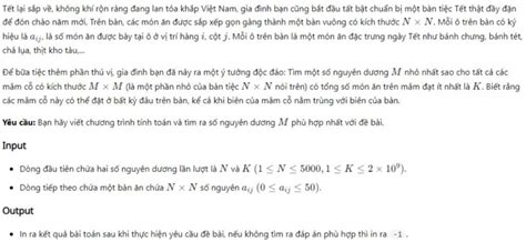 Scoring Subtask 1 10 Có N≤20 Subtask 2 10 Có N≤100 Subtask 3