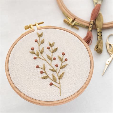 Twig With Berries Embroidery Pattern • With Video Tutorials