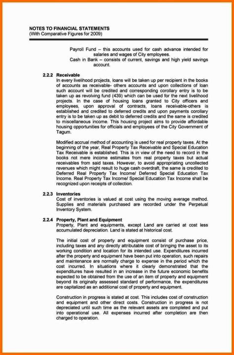 Notes To The Financial Statements Template Sampletemplatess Sampletemplatess