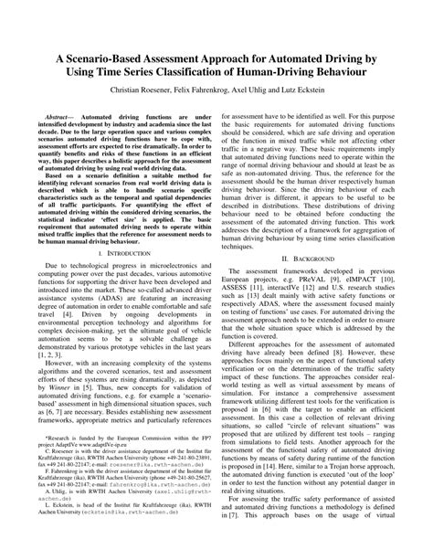 pdf a scenario based assessment approach for automated driving by