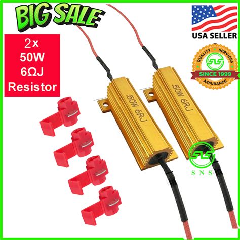 2pcs Load Resistor 50w 6rj 6ohm Led Decoder Fix Hyper Flash Turn Signal Blinker For Sale