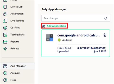 Uploading Your App Sofy Support Docs No Code Automation Testing