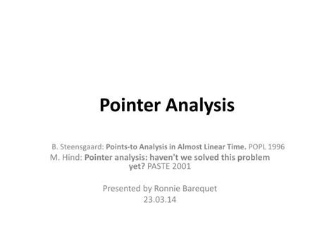 Ppt Pointer Analysis Powerpoint Presentation Free Download Id2261543