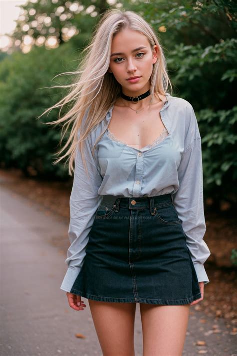 Pretty Blonde In A Short Skirt By Allureandfire On Deviantart