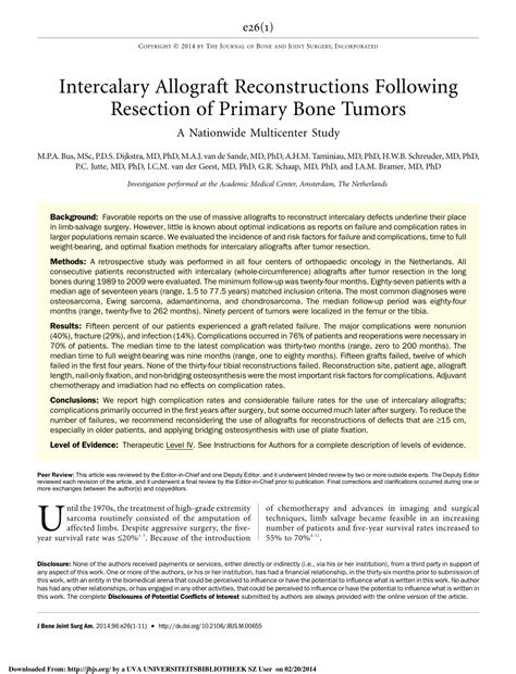 Pdf Intercalary Allograft Reconstructions Following Resection Of