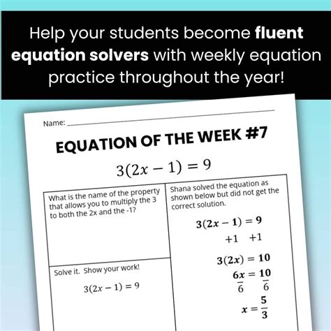 Equation Of The Week 36 Weekly Practice Worksheets For Solving Equations Ckmath®
