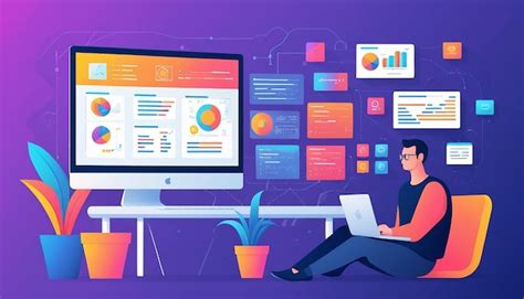 web design ui ux and programmer with computer software development flat illustration vector