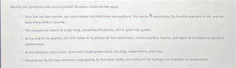 Solved Identify The Sentences With Correct Parallel Solved Identify The Sentences With Correct Parallel