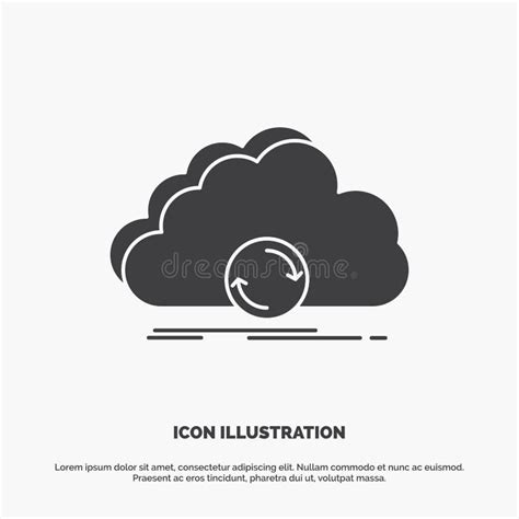Cloud Syncing Sync Data Synchronization Icon Glyph Vector Gray