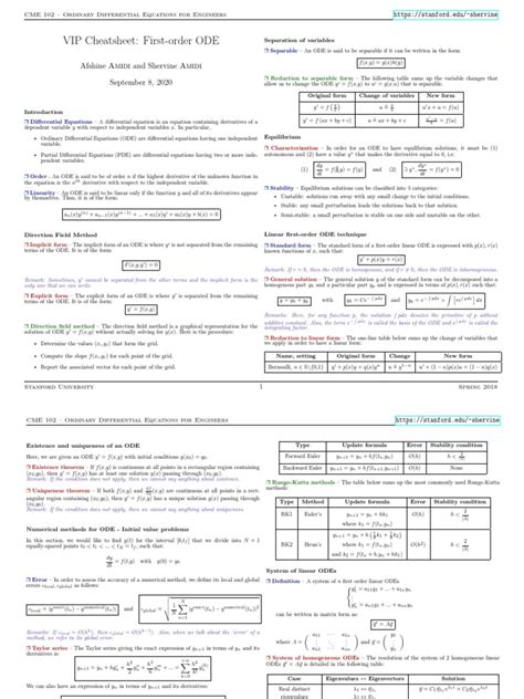 cheatsheet first ode download free pdf ordinary differential