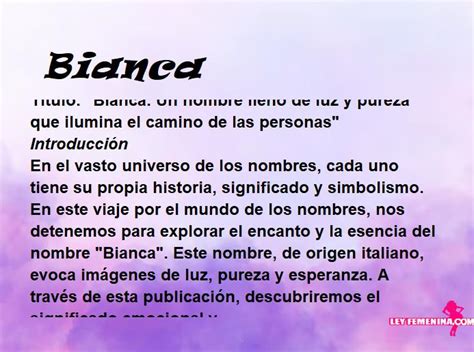significado del nombre Bianca Ley Femenina Frases Para Mujeres Imágenes
