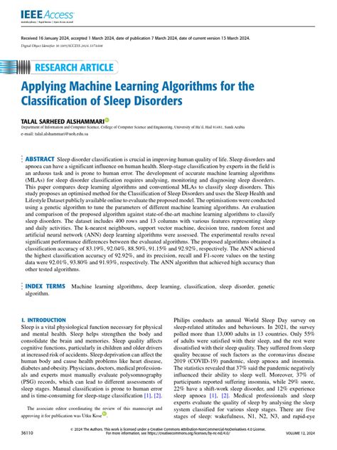 Applying Machine Learning Algorithms For The Classification Of Sleep Disorders Pdf Support