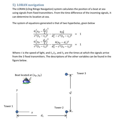 Solved 5 Loran Navigation The Loran Long Range Navigation