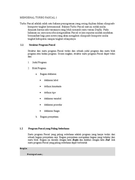 Pdf Mengenal Turbo Pascal 1 Dokumen Tips