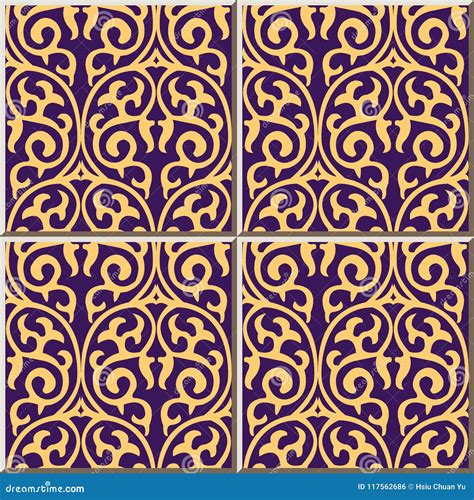 Ceramic Tile Pattern Round Curve Spiral Cross Frame Nature Vine Stock Vector Illustration Of