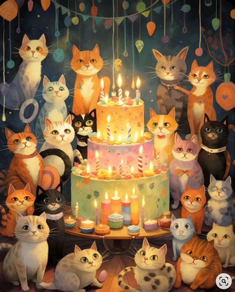 Adorable Cats Celebrating A Birthday Happy Birthday Katze Texte