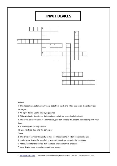 Input Devices Crossword Puzzle Input Devices Multiple Choice Test Crossword Puzzle