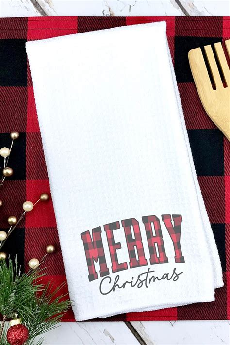 Red Buffalo Plaid Merry Christmas Waffle Kitchen Towel Wholesale