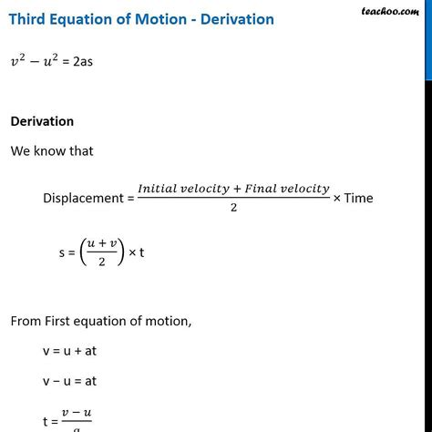 Third Equation Of Motion Derivation Explanation Teachoo Science