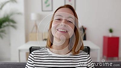 Pov Woman Talking With Colleague On Laptop Video Call From Living Room Stock Video Video Of